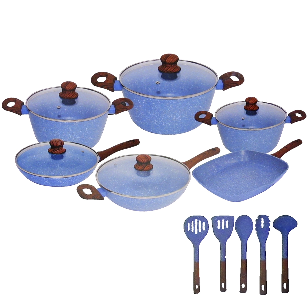 16PC FORGED COOKWARE SET- LIGHT BLUE 1/C | AJ Wholesale Distributors, Inc.