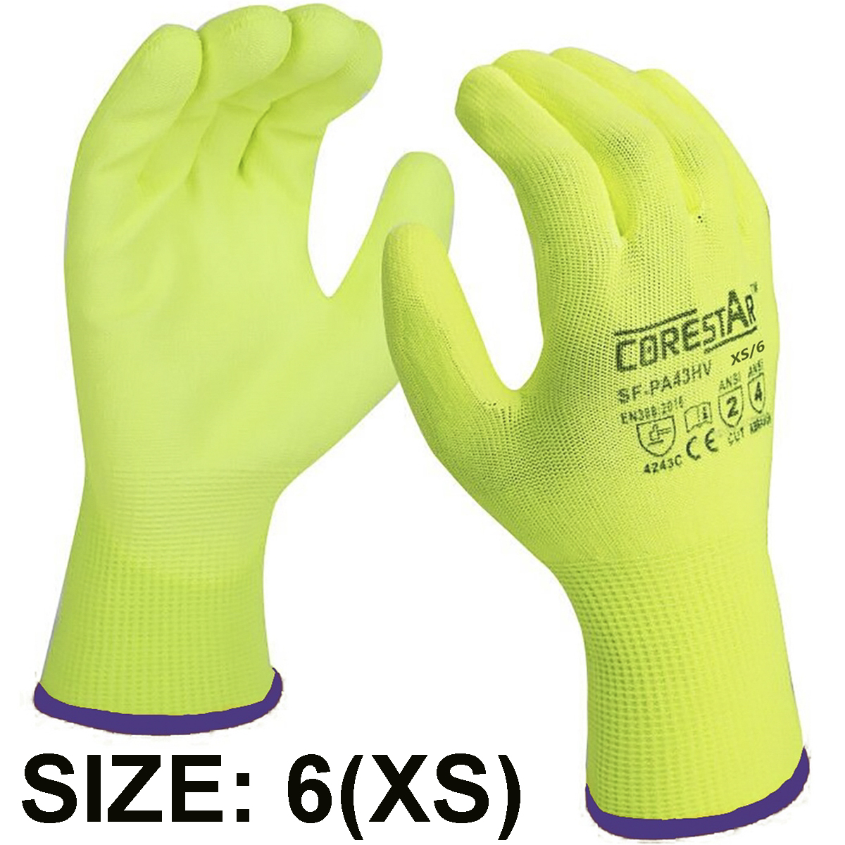 10PK A2 CUT RESISTANT HI-VIS PU COATING SIZE XS 12PK | AJ Wholesale ...